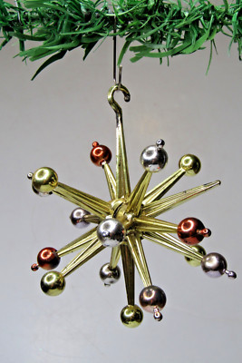 Vintage ATOMIC Star w Ball Sputnik Hard Plastic Christmas Ornament ...