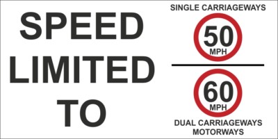 Vehicle Speed Limited 50 - 60 MPH Sticker Sign [Single Dual Carriage ...