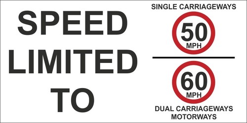 Vehicle Speed Limited Sign Sticker [50MPH 60MPH Single Dual Carriage ...