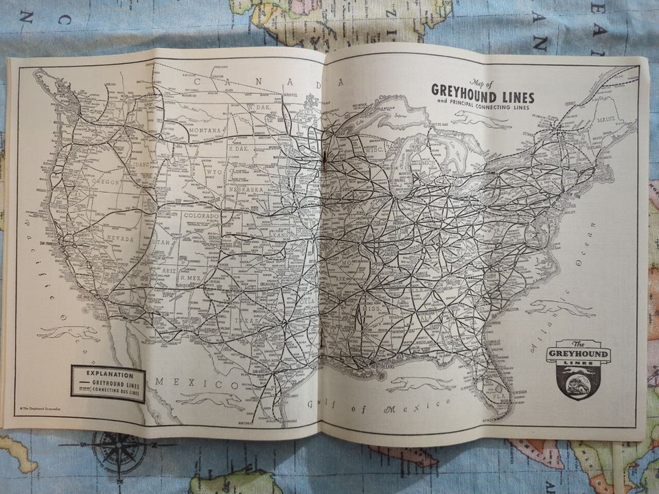 1940 Vintage Atlantic Greyhound Bus Time Tables Lines Winter Schedule ...
