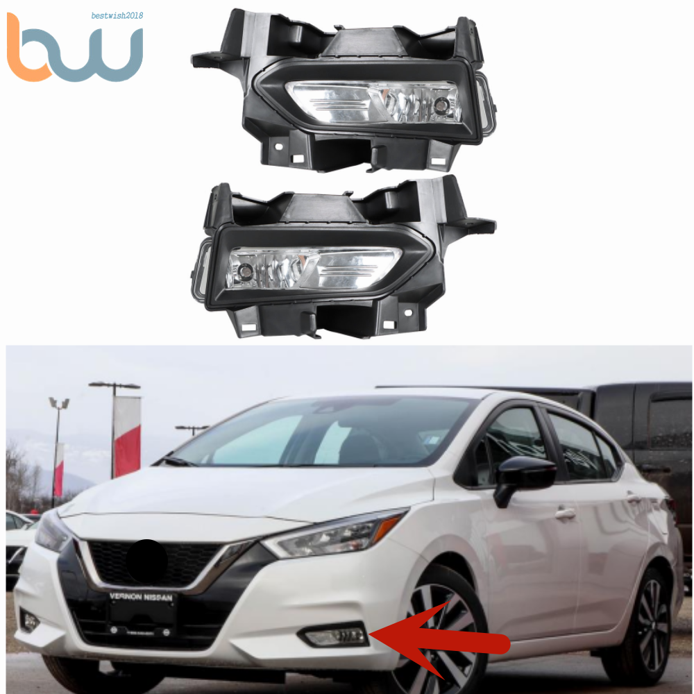 For 2020-2021 Nissna Versa Pair of Fog Lights Lamps w/Black Bezel ...
