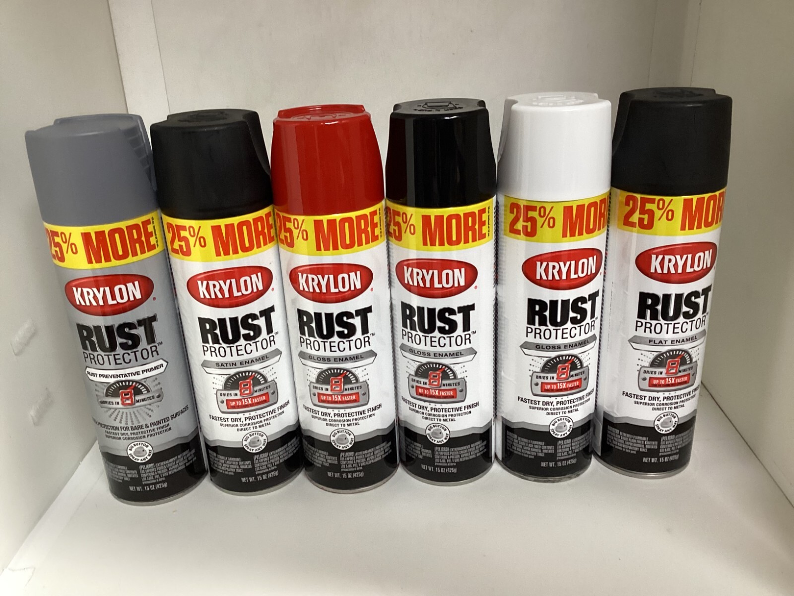 SPRAY PAINT (6-PACK) KRYLON RUST PROTECTOR ENAMEL 6 COLORS AVAILABLE 15 ...