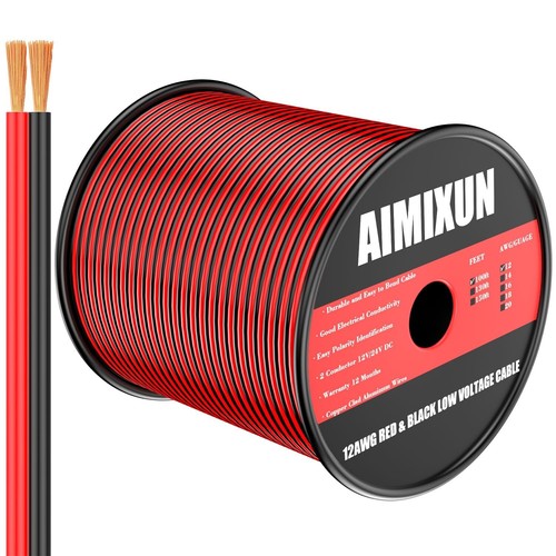 12 Gauge Electrical Wire 100FT, 12 AWG Wire 2 Pin 2 Color Red and Black ...