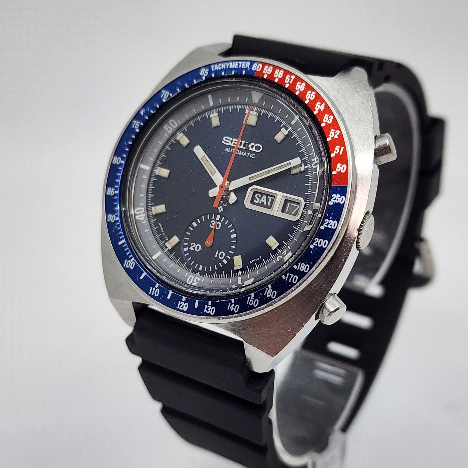 Vintage Seiko Pogue Black Dial 6139-6005 Serviced New Crystal/Strap | eBay