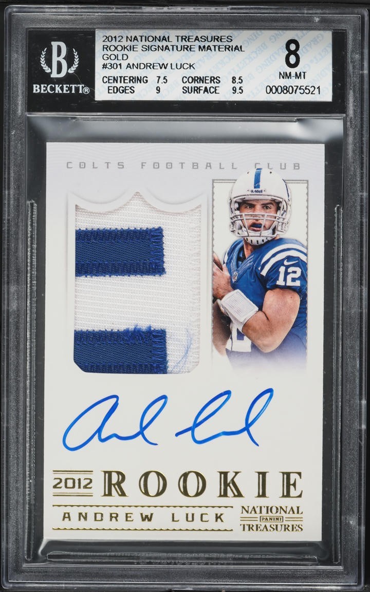 2012 National Treasures Gold Andrew Luck ROOKIE PATCH AUTO RPA /49 #301 ...