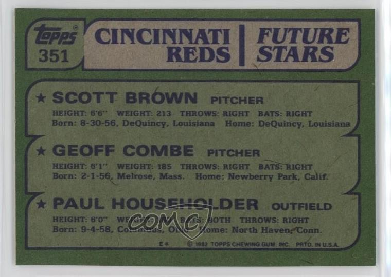 1982 Topps Future Stars Scott Brown Geoff Combe Paul Householder Rookie ...