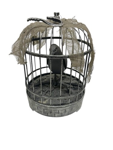 Halloween Talking Animated Raven Crow In Bird Cage Motion Activated ...