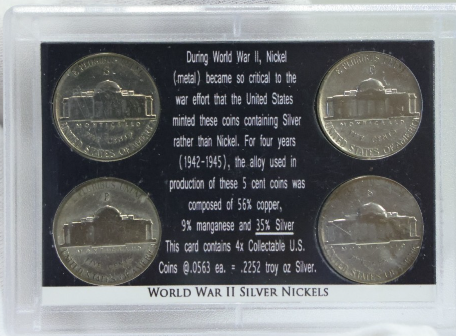 US War Jefferson 5c Click Nickel/Coin Card (4) Coins in Case | eBay