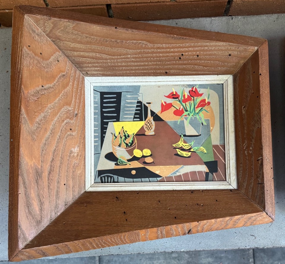 Vintage MCM Paintings Forced Perspective Wood Frames Mid Century MCM ...