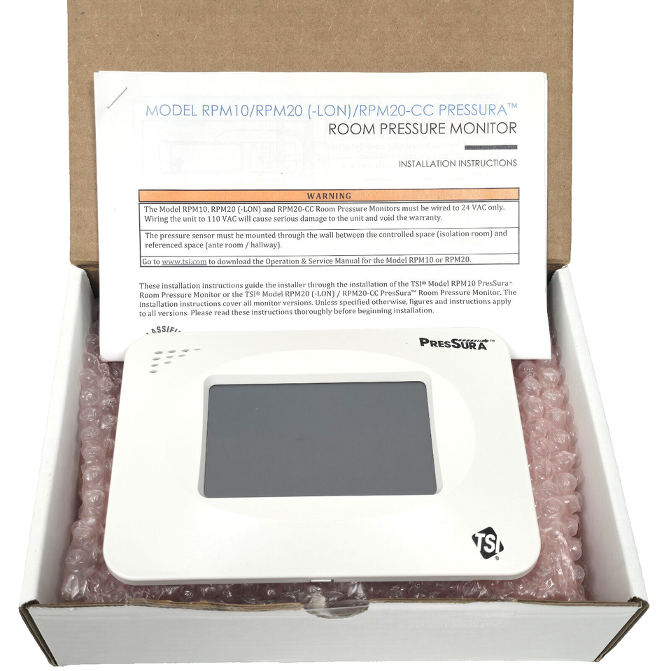 New TSI 800243 Pressura Room Pressure Sensor w/Pressura 800980 RPM10 ...