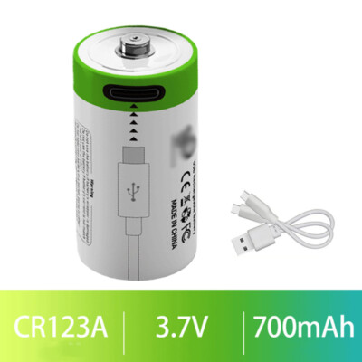 10PCS 700mAh CR123A/16340 USB 3.7V Type C USB Li-ion Rechargeable ...
