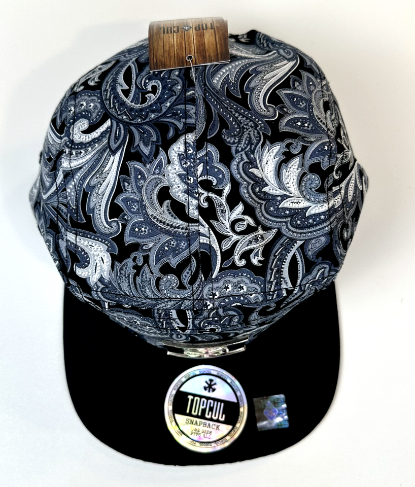 TopCul 5 Panel Imagine Strapback Baseball Cap Hat Paisley Grey White ...