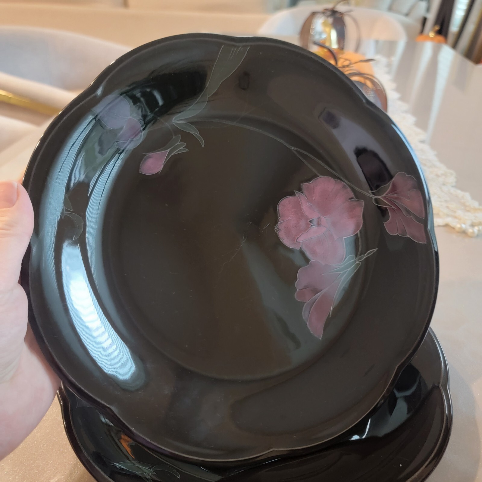 Mikasa Rondo Tango Dinner Plate Lavender Floral on black 10 7/8 inch ...