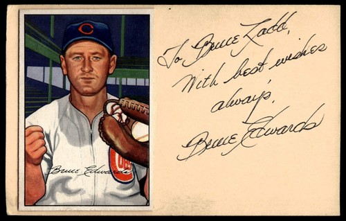 Bruce Edwards 1952 Bowman signed attached to post card | eBay