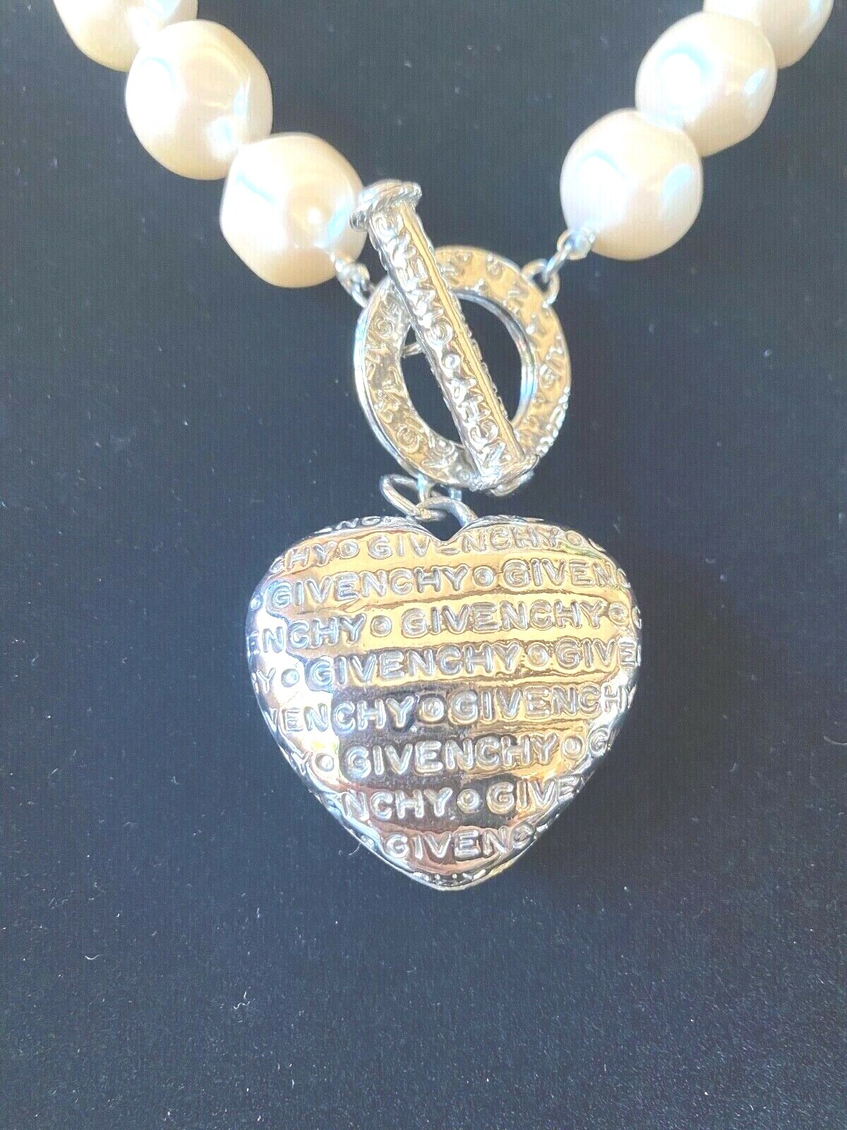 Vintage Givenchy Pearl Statement Logo Puffy Heart Tog… - Gem