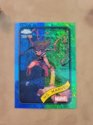 2025 Topps Chrome Marvel Ms. Marvel #130 Blue & Green Shimmer Refractor ...