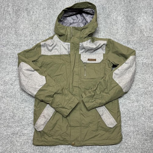 Burton Dryride Jacket Mens Small Green Colorblock Hooded Ski Snow ...