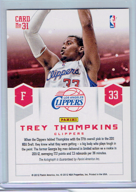 2012-13 Prestige - Prestigious Picks Signatures Trey Thompkins #31 (AU ...