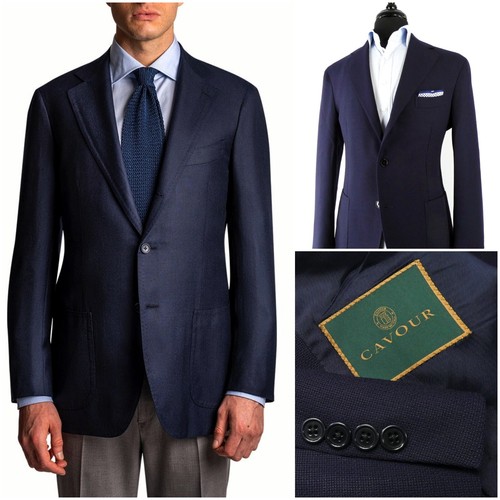 Cavour - Mod 2 Navy Hopsack Full Canvas Jacket Blue, Size EU52/US42 | eBay