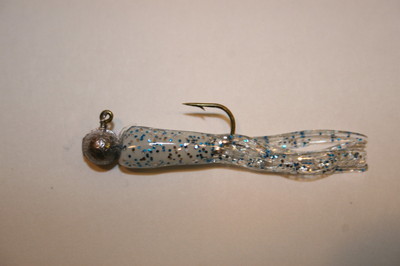 8 pk White / Clear Blue Silver Crappie Fishing Tube Jigs Bluegill Perch ...