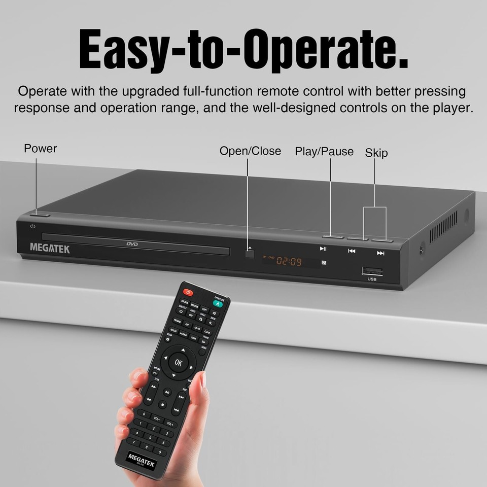 MEGATEK Region-Free DVD Player for TV with HDMI, CD Player for Home ...