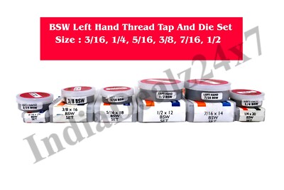 BSW LEFT HAND THREAD TAP AND DIE SET 3/16,1/4,5/16,3/8,7/16,1/2 ENGLISH ...