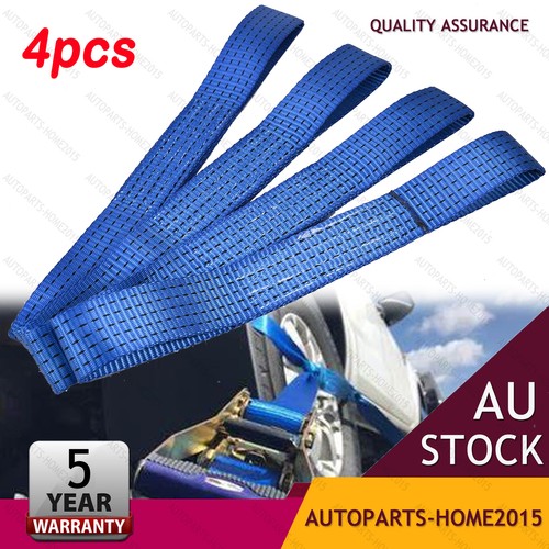 4X Load Restraint Car Carrying Strap With Loops Wheel Tie Down Towing ...