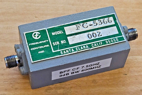 Frequency Contours FC-5366 BPF Bandpass Filter CF=7.5GHz 3dB BW=400MHz ...