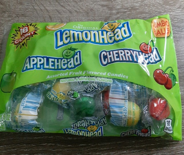 2 Bags Jumbo Balls Lemonhead Applehead & Cherryhead Halloween Candy 5oz ...