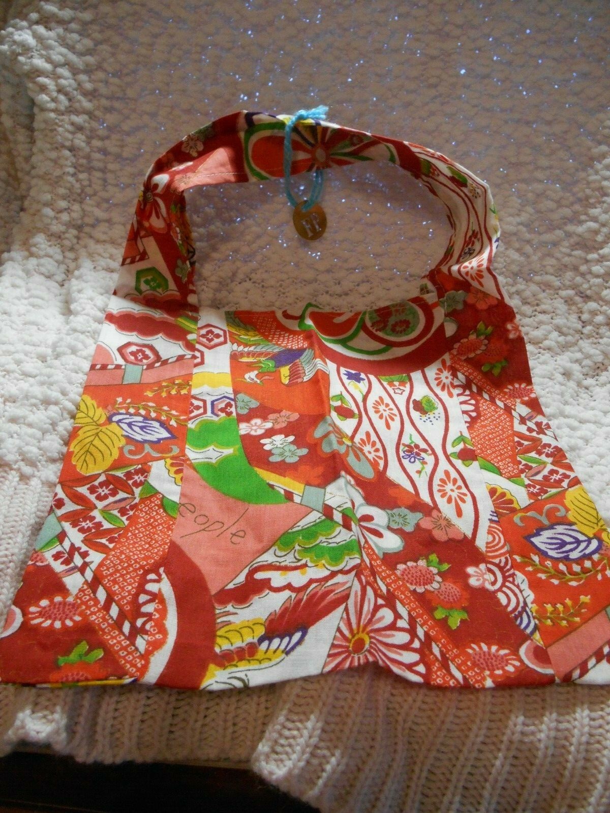 NEW FREE PEOPLE Small Cloth Sack VERY COLORFUL Diddy Bag 16" x 9" OSR2 ...