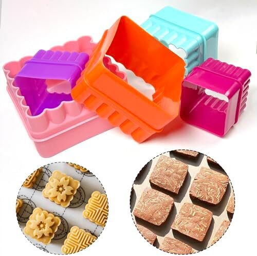 5-Pack Square Cookie & Biscuit Cutter Set Dual-Sided Plastic Multi-Size ...