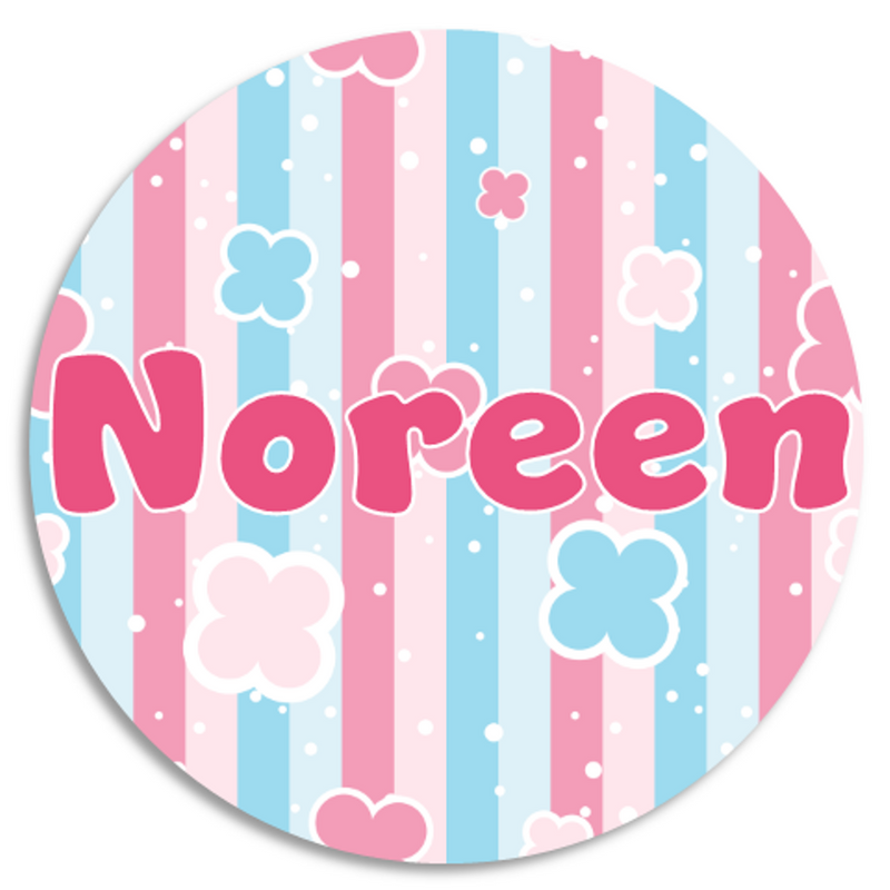 Noreen - 10 Pack Circle Stickers 3 Inch - Name Tag Water Bottle School ...