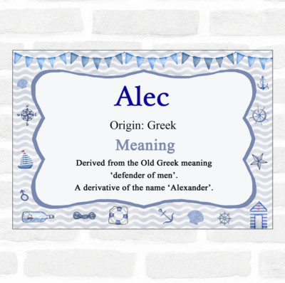 Alec Name Meaning Nautical Certificate | eBay UK