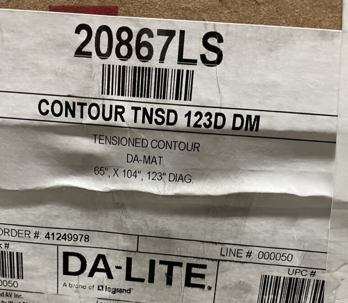 Da-Lite 20867LS Contour Electrol Tensioned 123" Motorized Projection ...