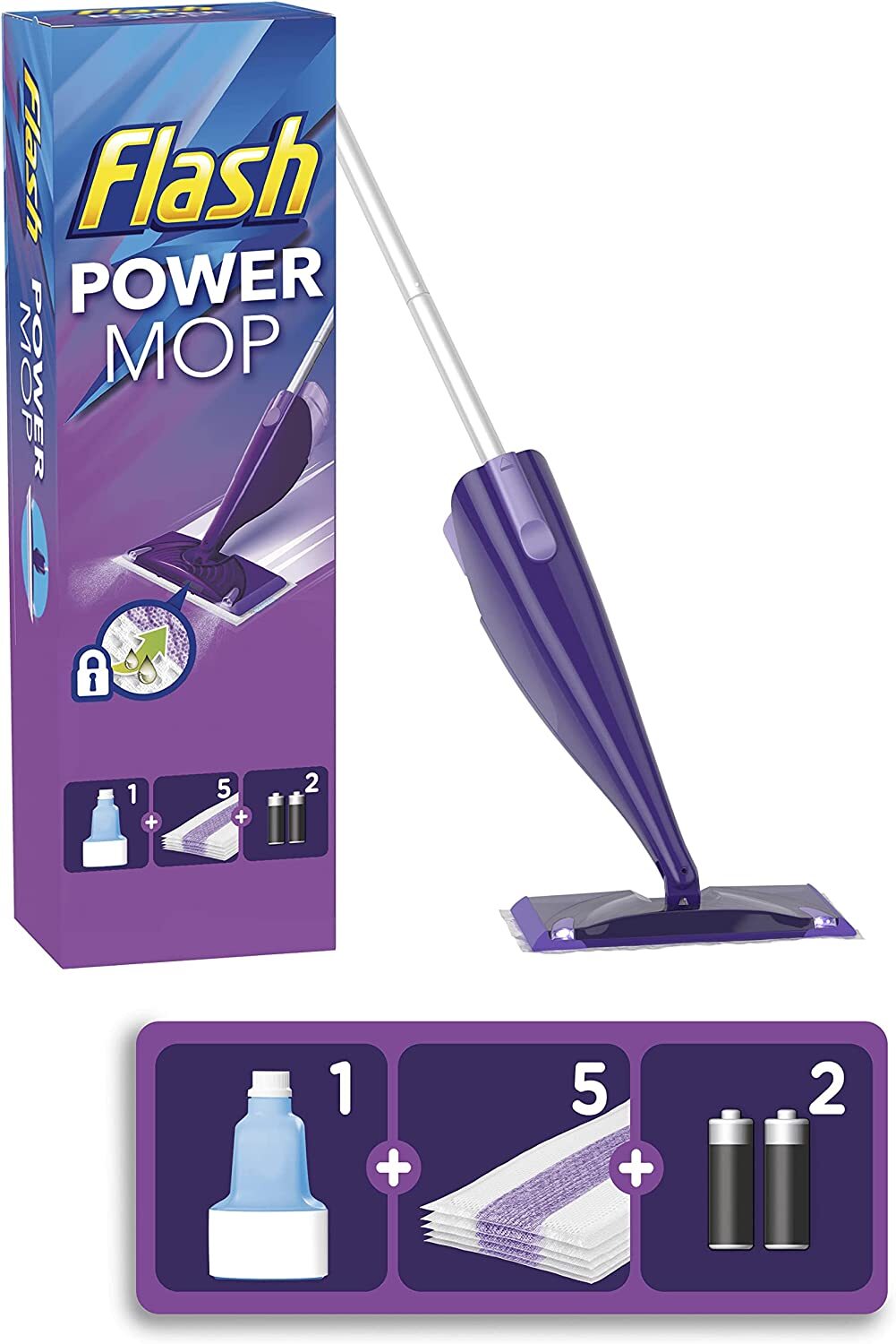 Flash Power Mop Starter Kit Dual Spray Mop for Any Type of Floor or ...