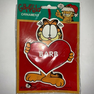 Garfield the Cat Ornament Garfield Holding Heart with Name "Barb" 5 ...
