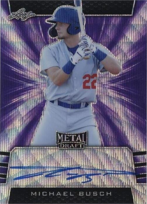 2019 Leaf Metal Draft - Michael Busch #BA-MB1 Purple Wave /15 (AU, RC ...