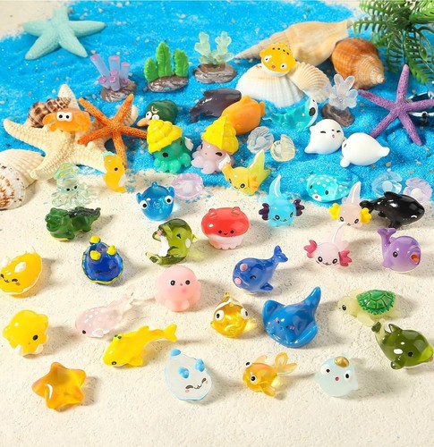 48Pcs Mini Ocean Resin Animals Tiny Sea Animals Figurines Marine ...
