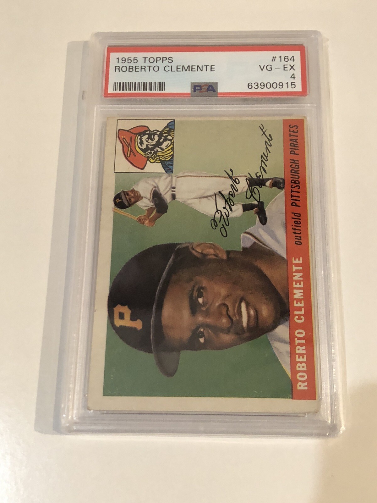 1955 Topps ROBERTO CLEMENTE #164 ROOKIE trading card PSA 4 VG-EX HOF ...
