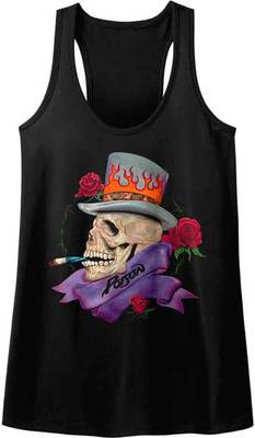 Poison Skull With Top Hat & Roses Women's Tank Sleep Shirt Rock Music ...