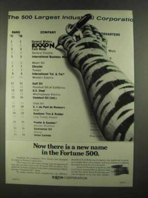 1972 Exxon Corporation Ad - New Name in Fortune 500 | eBay