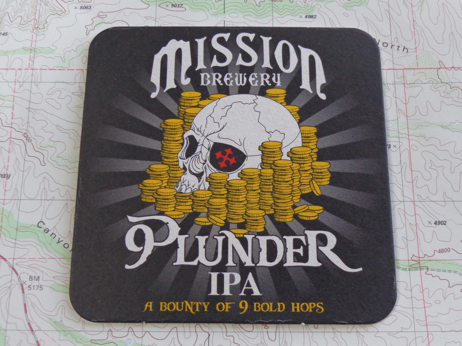 Beer Bar Coaster ~ MISSION Brewery Plunder IPA ~ A Bounty of 9 Bold ...
