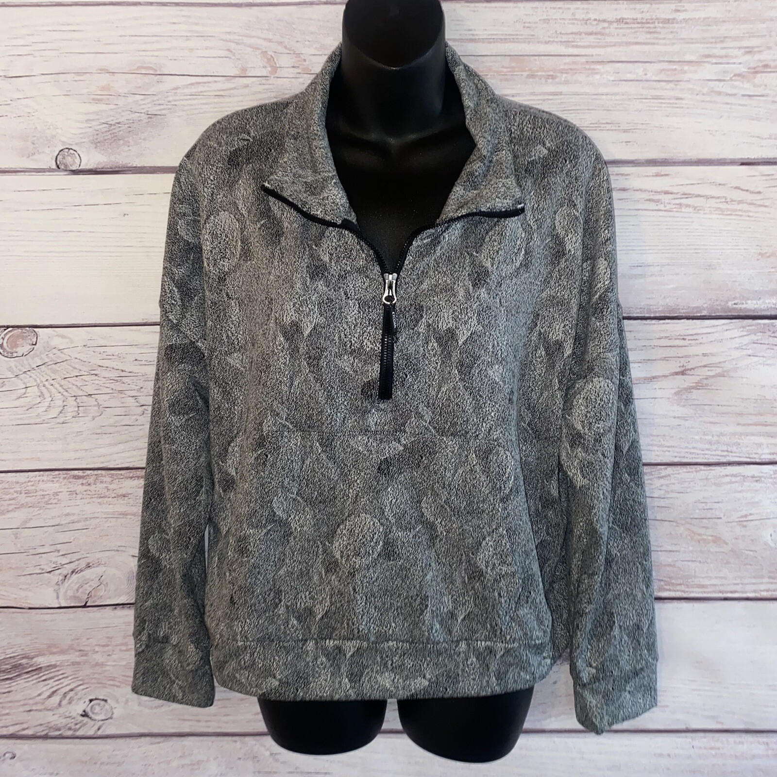 Kyodan Outdoor Womens 1/4 Zip Pullover L Gray Crop Kangaroo Pocket A6 ...