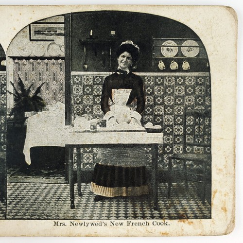 Pretty French Maid Cook Stereoview c1915 Newlywed Kitchen Servant ...