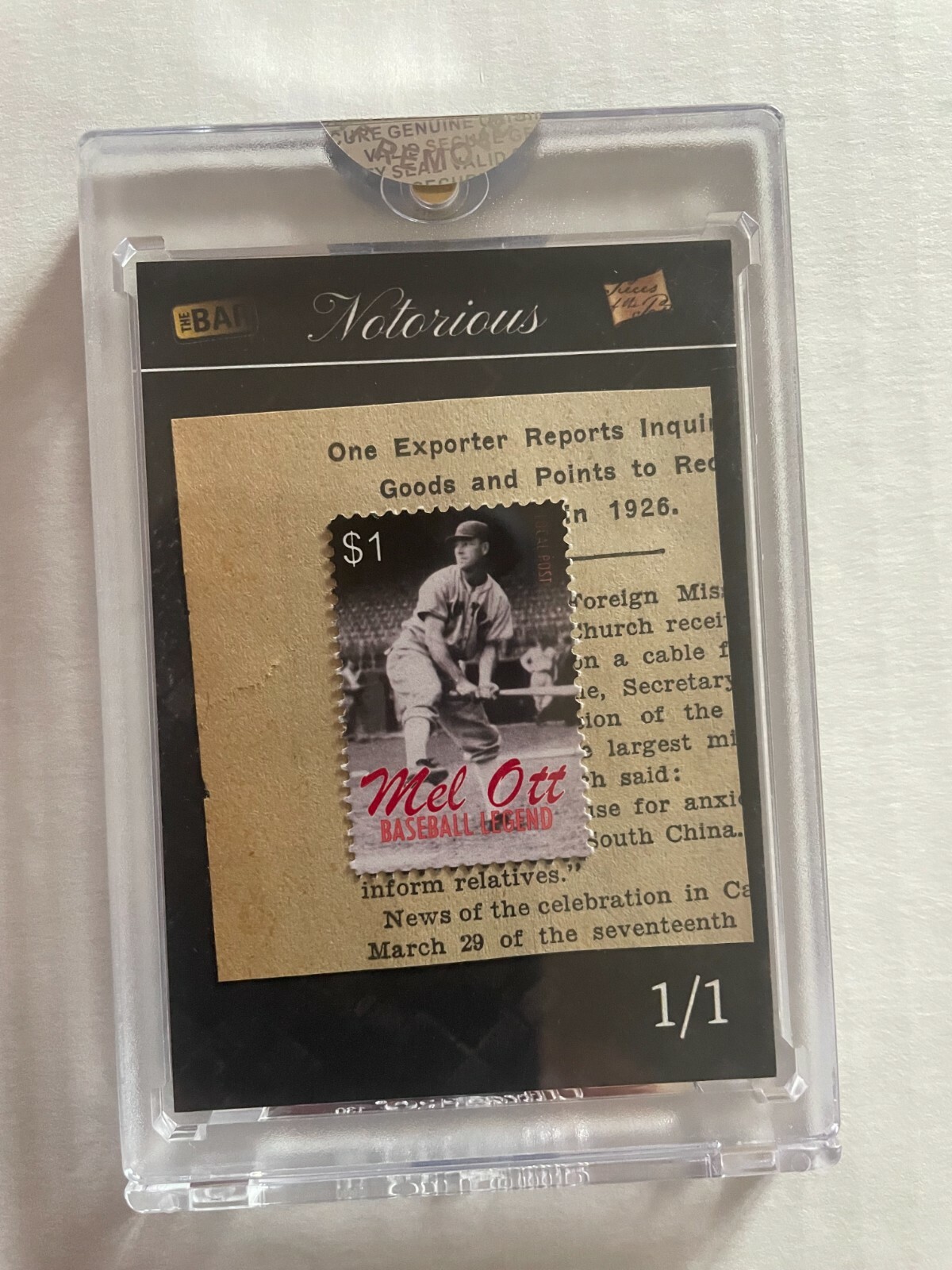 2018 The Bar Pieces of the Past Mel Ott SSP 1927 Vintage Newspaper HoF ...