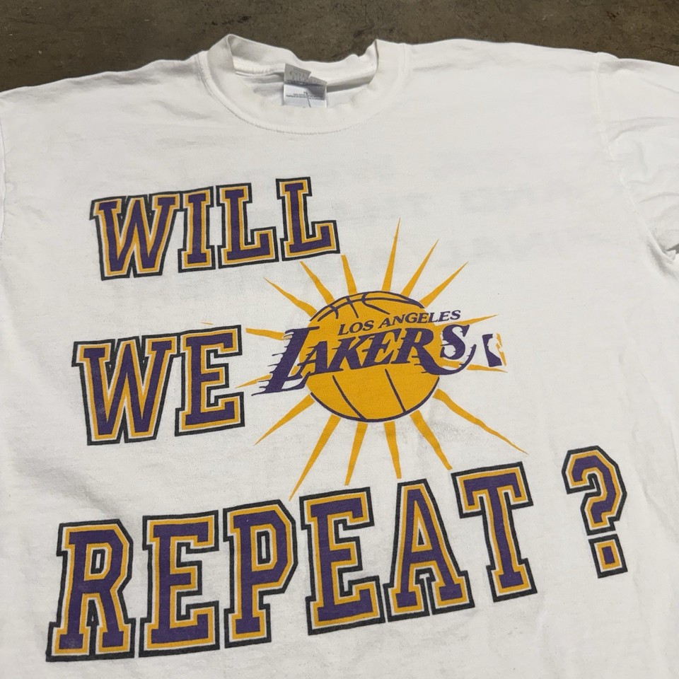 Vintage Y2K Lakers "Repeat" Kobe Shaq NBA Finals Basketball T-Shirt XL ...