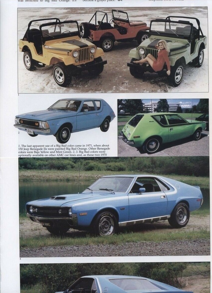 1969 1970 1971 AMC JAVELIN AMX GREMLIN BIG BAD COLORS 11 PG ARTICLE | eBay