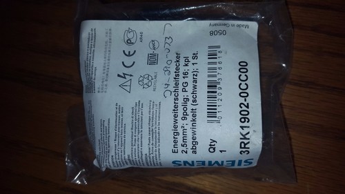 SIEMENS 3RK1902-0CC00 CONNECTOR WITH PG16 CABLE ENTRY, 9POLE,, NEW ...