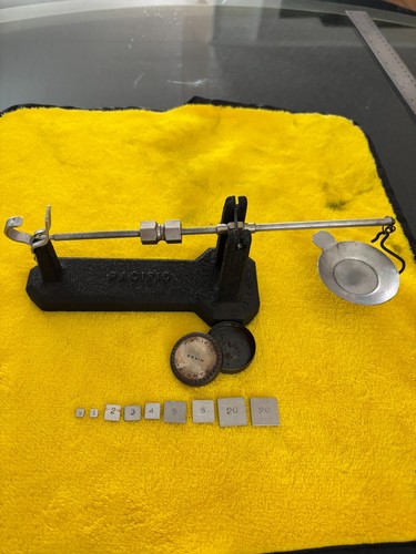 Vintage Pacific Black Powder Beam Scale w/ Counterweights - Measures ...