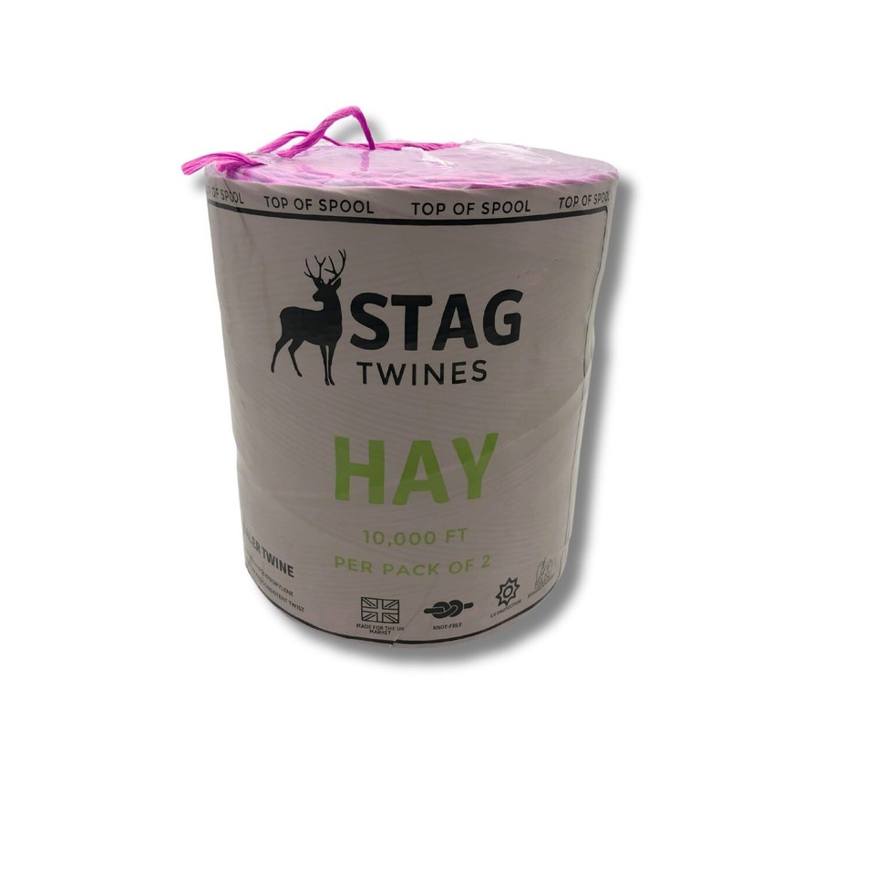 STAG Baler Twine Hay 4MM 10000FT Bale String (3050m) Pack of 2 Reels ...